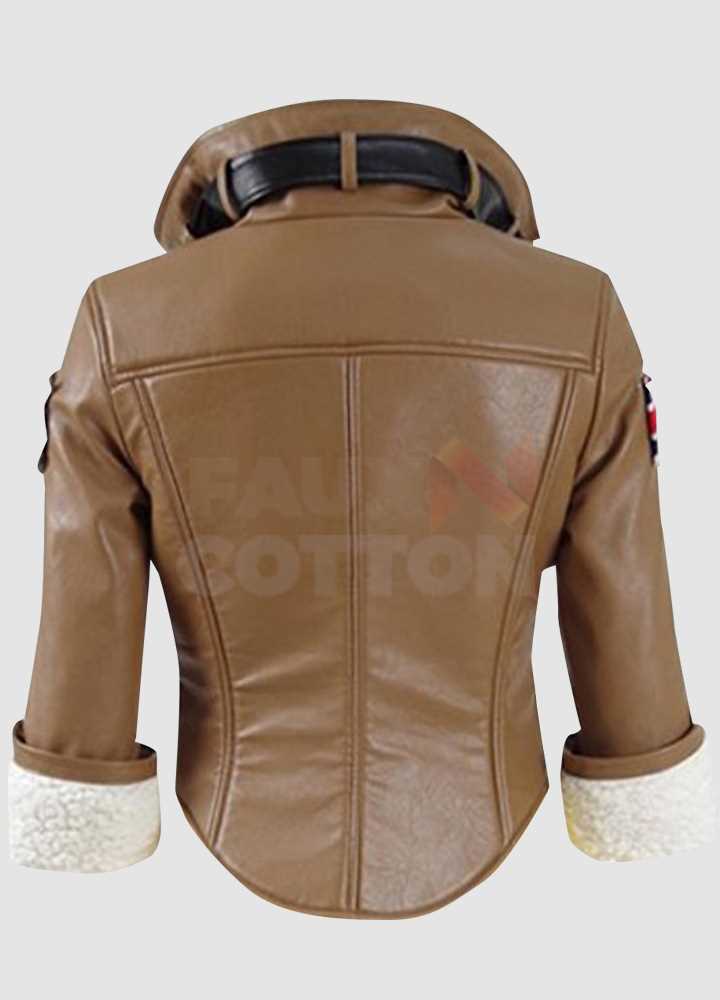 Overwatch Tracer Brown Fur Leather Jacket